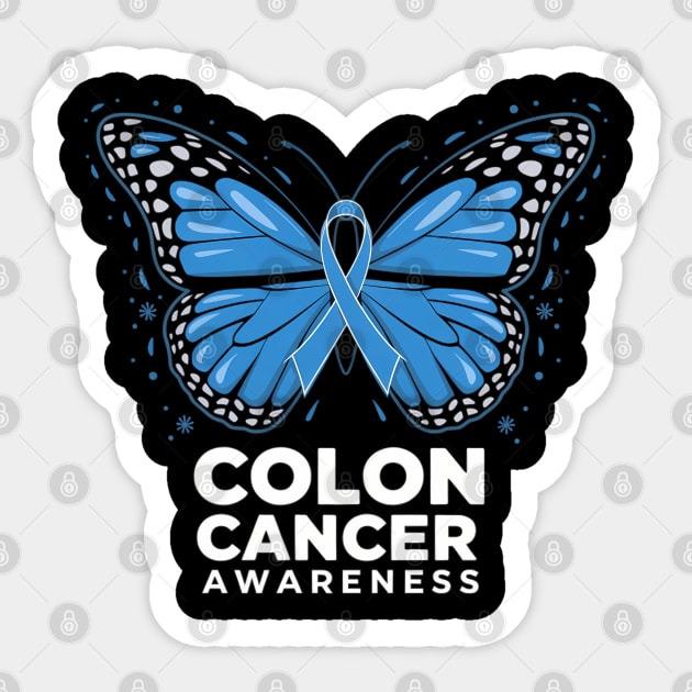 Month Blue Ribbon Butterfly - Month Blue Ribbon Butterfly - Sticker ...