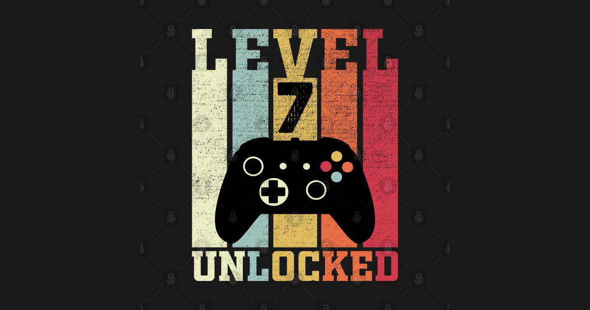 Level 7 Unlocked Funny Video Gamer 7th Birthday Gift - Level 7 Unlocked ...