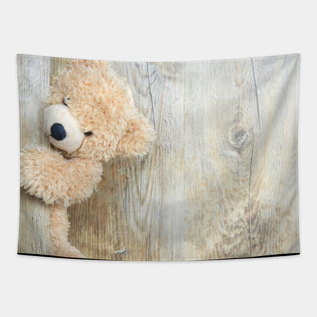 Teddy Bear Peeking Around A Corner Photo Teddy Bear Tapestry