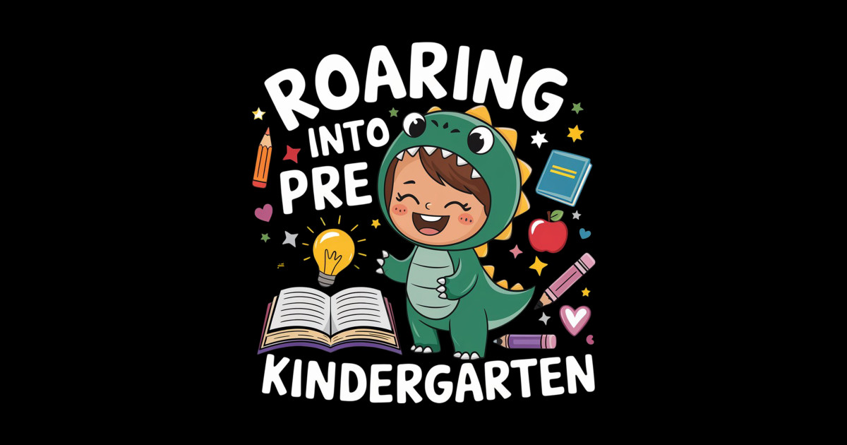 Roaring Into Pre-K Dinosaur First Day of School Boy - Pre K - Sticker ...