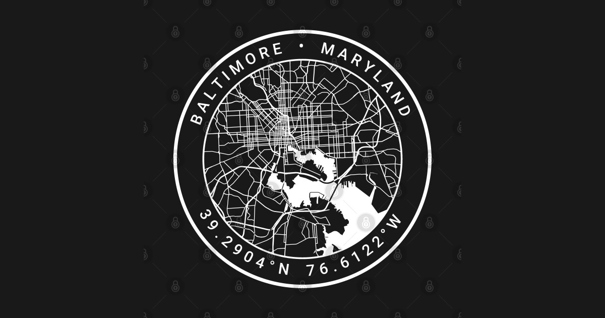 Baltimore Map - Baltimore - T-Shirt | TeePublic