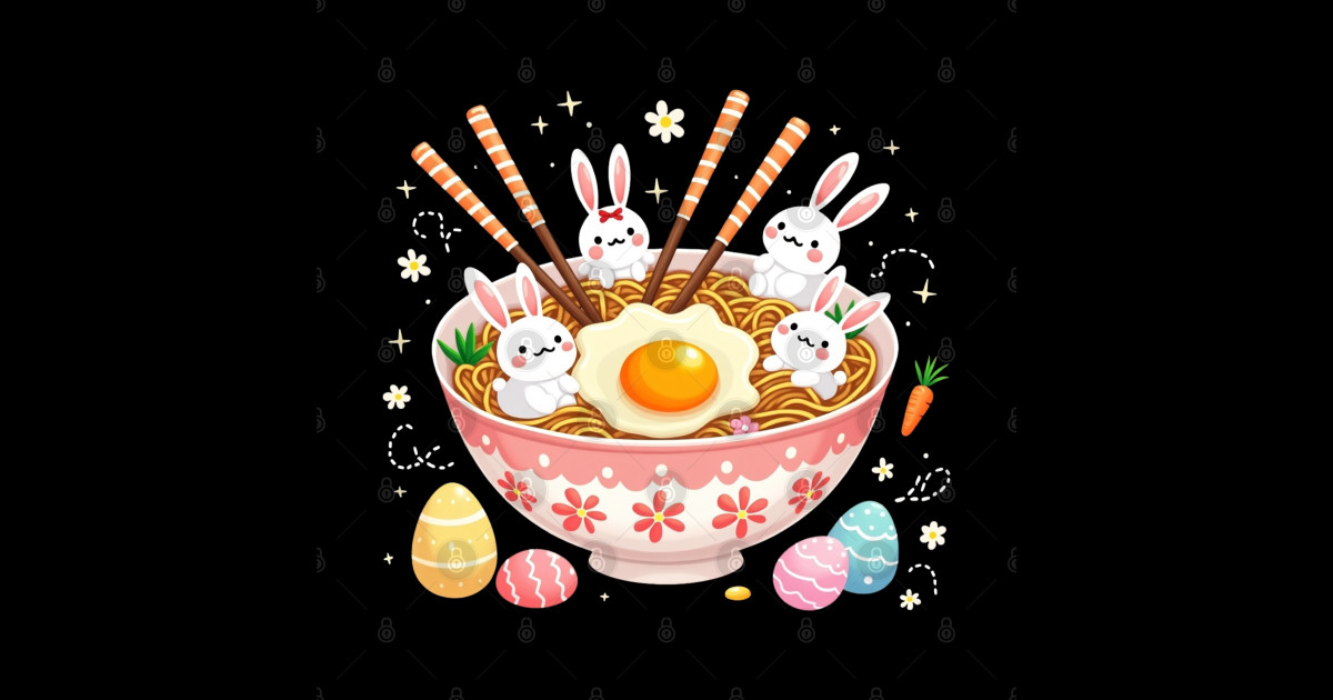 Easter Ramen Bunny Cute Anime Happy Easter Day - Easter - Sticker ...