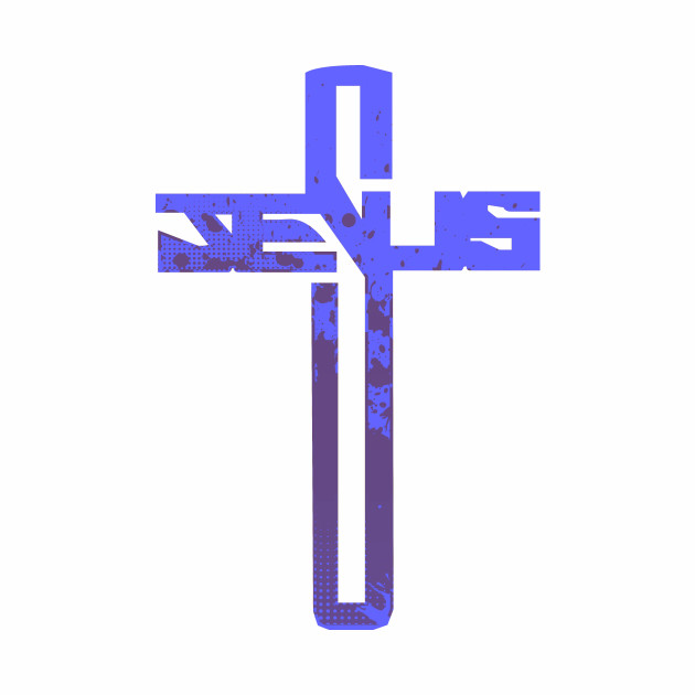 Purple Jesus Cross - Jesus Cross Typography - Baseball T-Shirt | TeePublic