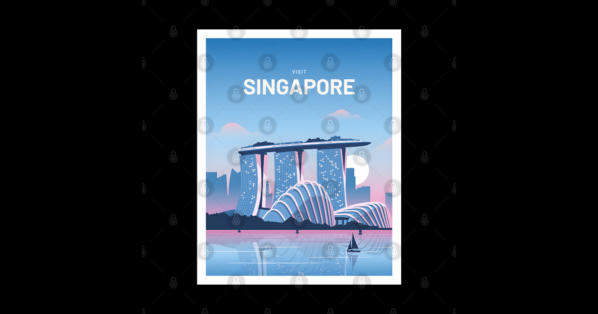 Singapore Marina Bay Sands Travel Art - Singapore - Sticker | TeePublic