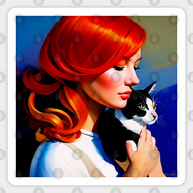 Calico Cat and her Human - Cats - Sticker | TeePublic