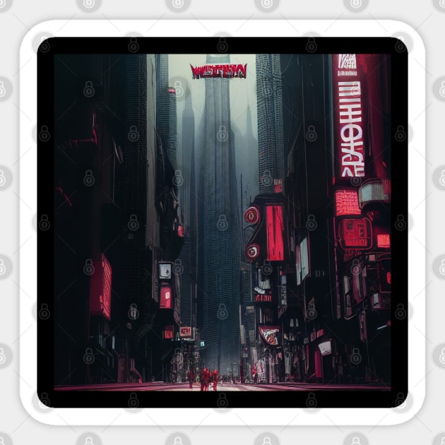 Vintage Cyberpunk City Night Poster - Cyberpunk - Sticker | TeePublic