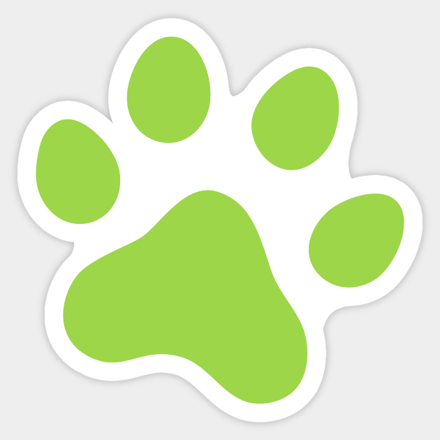Lime green paw print - Paw Print - Sticker | TeePublic