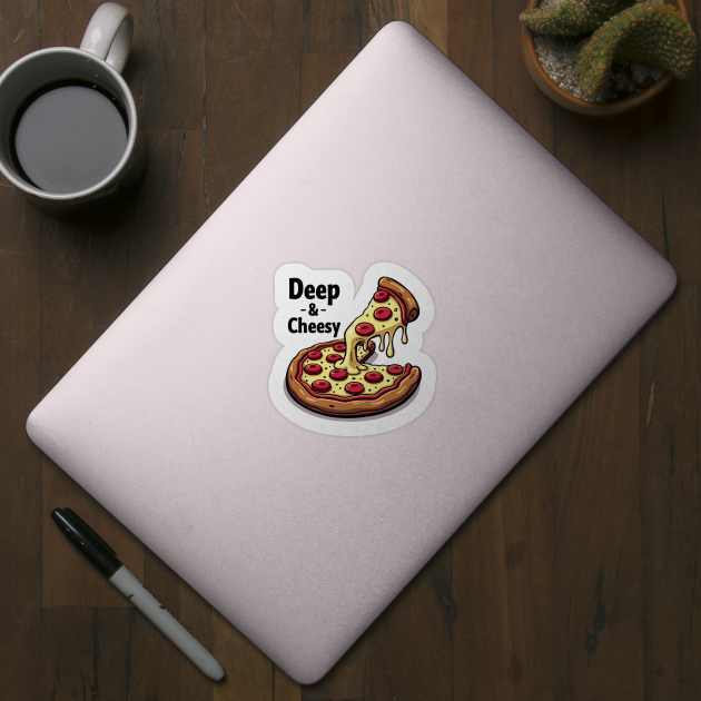 Deep & Cheesy – Pizza Pun Perfection - Pizza Pun - Sticker | TeePublic