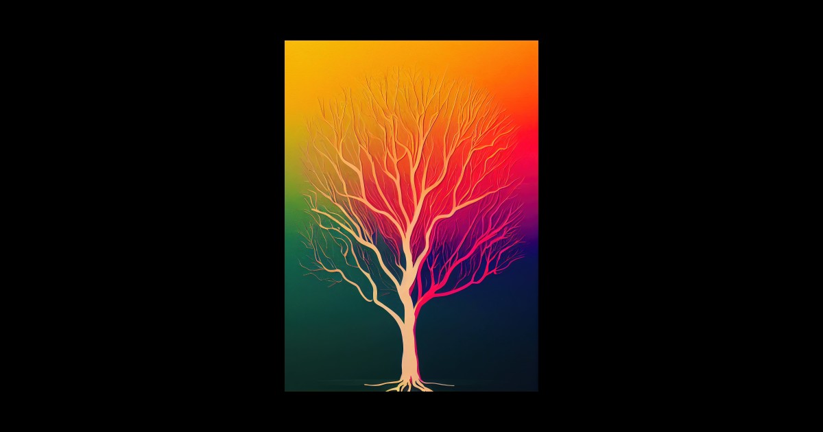 Prismatic Lonely Tree - Vibrant Colored Whimsical - Abstract Minimalist ...