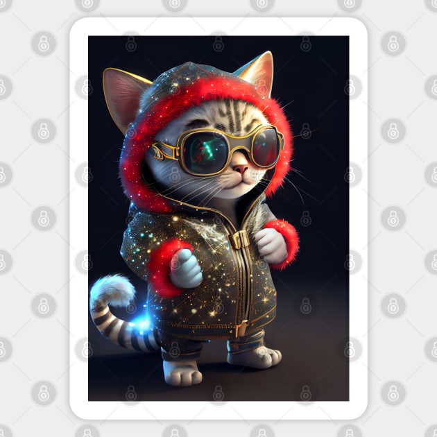 Cute Cosmic Cat - Anime Art design - Cute Cat - Sticker | TeePublic