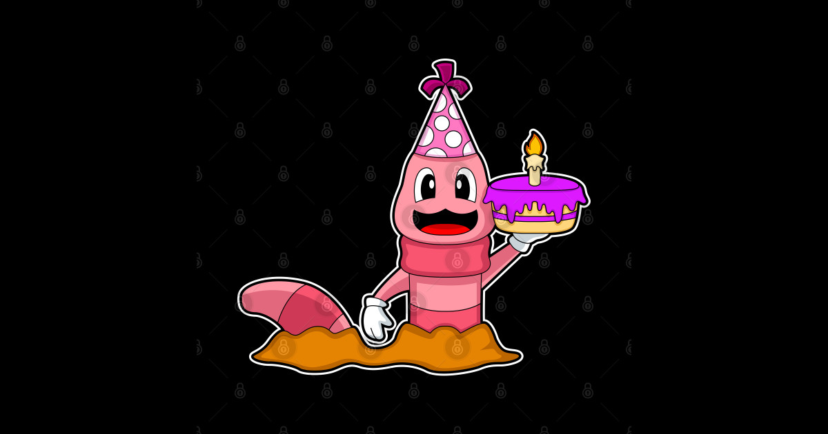 Worm Birthday Cake Candle - Birthday - Sticker | TeePublic