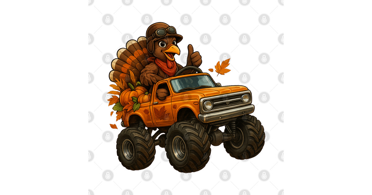 Thanksgiving Turkey Monster Truck Adventure – Fun Fall Design for Boys ...