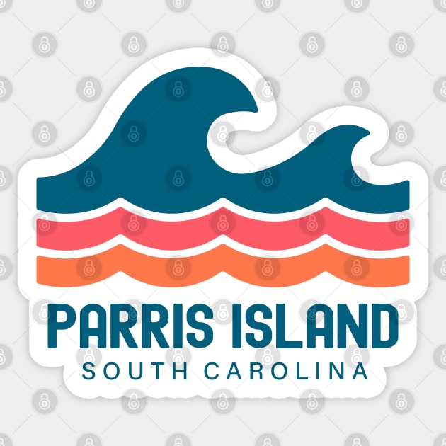 Parris Island South Carolina Vintage Wave - Parris Island - Sticker ...