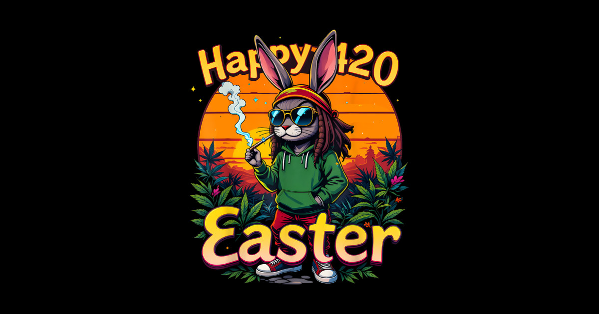 Happy 420 Easter Funny Smoking Easter Bunny Men Women - Easter ...