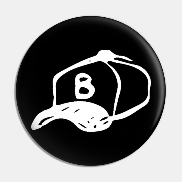 Letter B Hat Doodle White - Letter B Hat Doodle Black - Pin | TeePublic