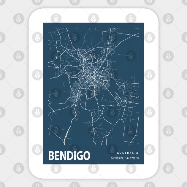 Bendigo Blueprint Street Map, Bendigo Colour Map Prints - Bendigo ...