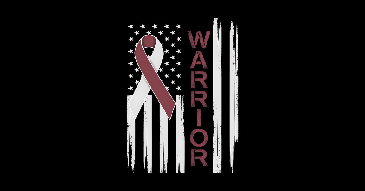 Burgundy Ivory Us Flag Ribbon For Throat Cancer Awareness - Throat ...
