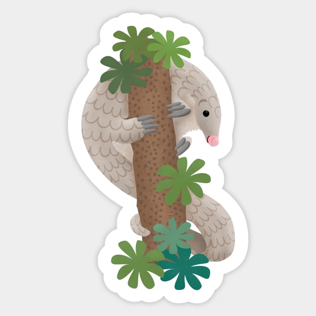 Cute happy pangolin anteater illustration - Pangolin - Sticker | TeePublic