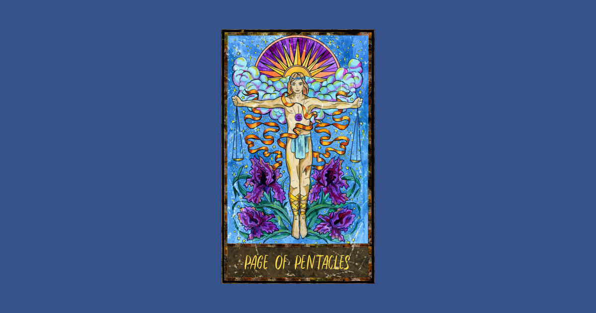 Page Of Pentacles. Magic Gate Tarot Card Design. - Tarot - T-Shirt ...