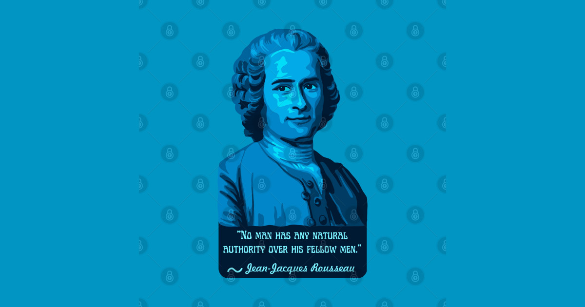 Teal Jean-Jacques Rousseau Portrait and Quote - Rousseau - T-Shirt ...
