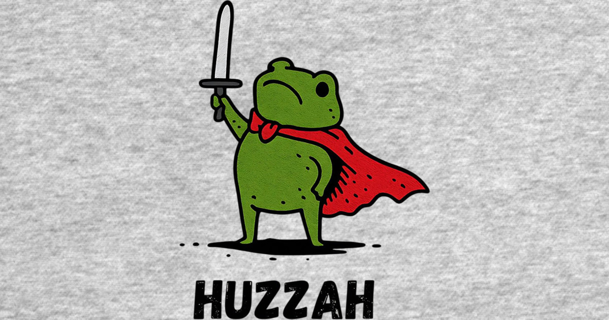 Huzzah Frog Knight Medieval Renaissance - Huzzah Frog - T-Shirt | TeePublic