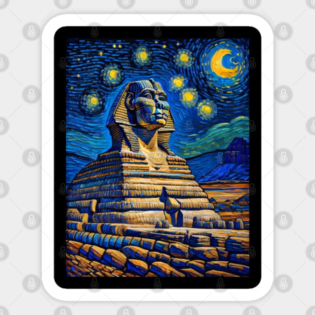 The Sphinx of Giza in Starry Night - Sphynx - Sticker | TeePublic