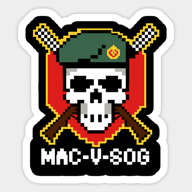 MACV-SOG Skull Beret Pixel Art - Macv Sog - Sticker | TeePublic