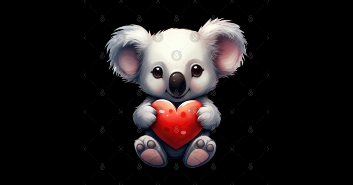 Valentine Koala Holding Heart - Valentines Day - Sticker | TeePublic