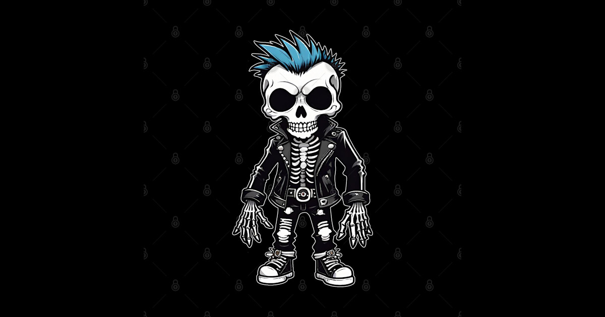 Punk Rock Skeleton 1 - Punk Rock - Sticker | TeePublic