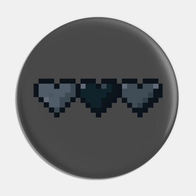 Black Hearts in a Row Pixel Art - 8 Bit - Pin | TeePublic
