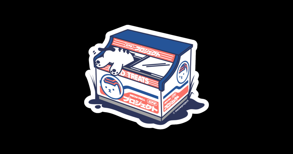 Cute Cat Ice Cream Freezer - Cat - Sticker | TeePublic