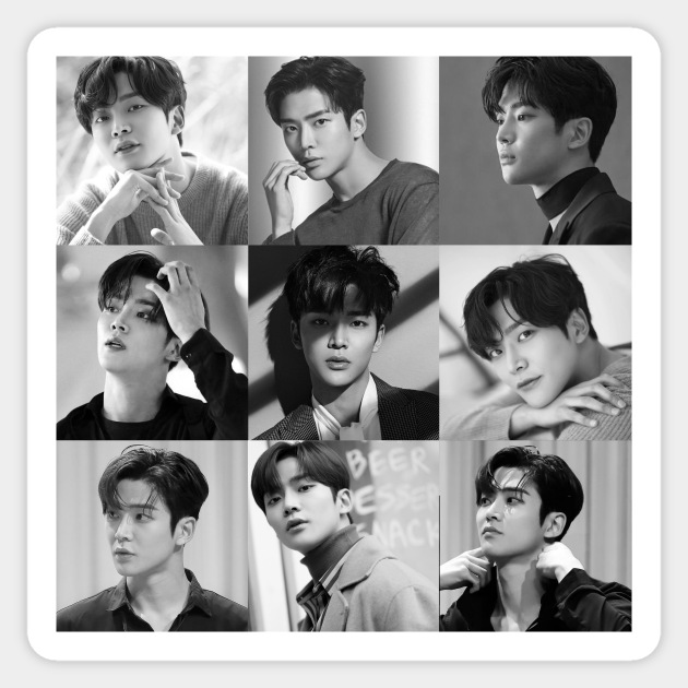 Rowoon Kim Seok Woo collage Black and White - Rowoon - Sticker | TeePublic