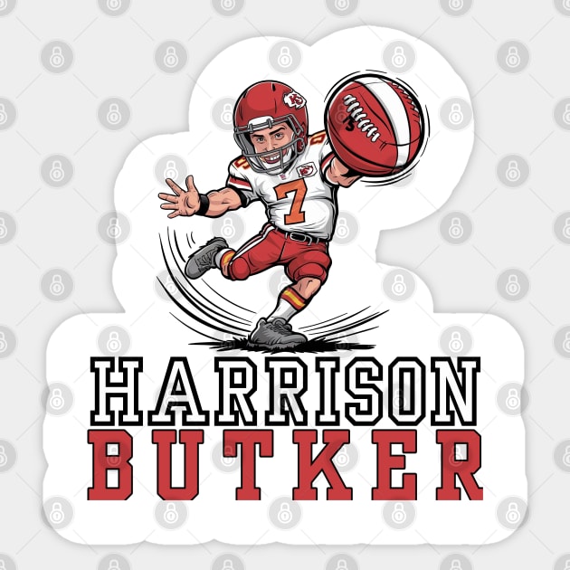 Harrison Butker 7 Character Animation - Butker - Sticker | TeePublic