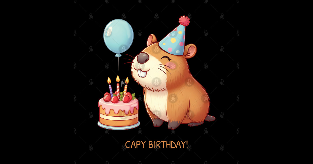 Capy Birthday Capybara Kawaii - Capy Birthday - Sticker | TeePublic