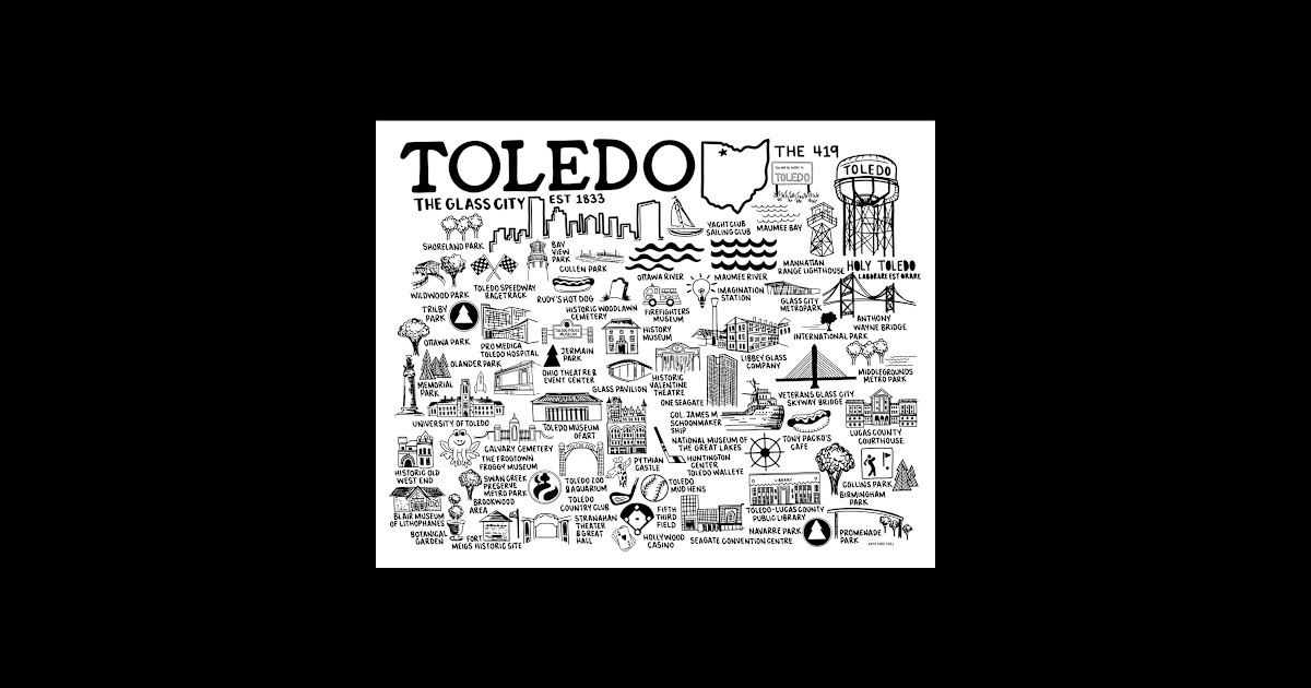 Toledo Ohio Map - Toledo - Sticker | TeePublic