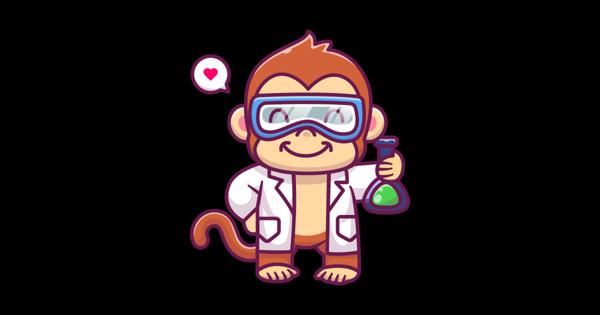 Cute Monkey Scientist Holding Chemical Liquid Cartoon - Cute Monkey ...