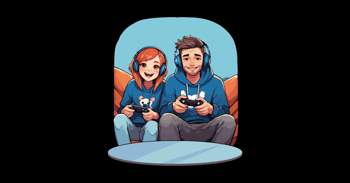 Dynamic Duo: Animated Gamers Playing Video Game Console Illustration ...