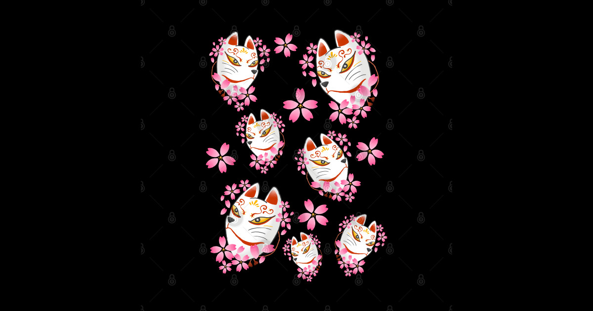 Japanese White Fox God Mask Art Kyoto Vintage Japan Sakura Samurai ...