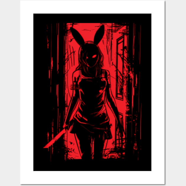 Red Horror Girl Bunny Mask Slasher Alt Goth Creepy Rabbit - Red Horror ...