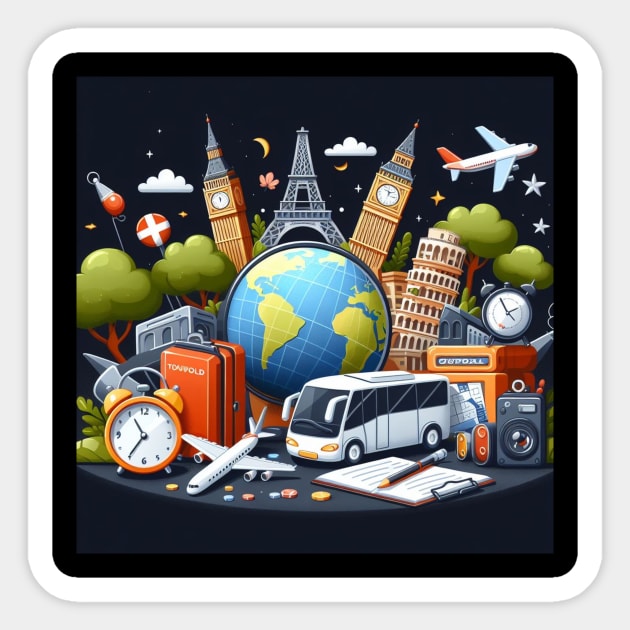Cartoon City Landmarks - Landmarks - Sticker | TeePublic