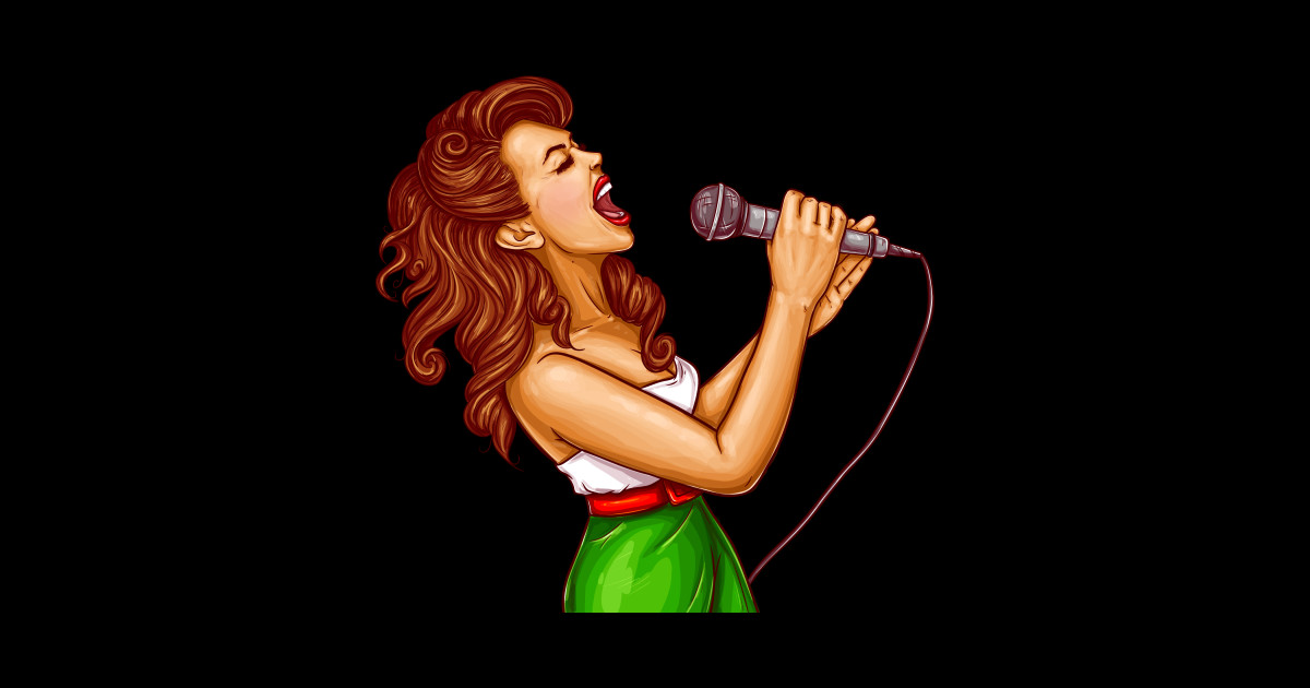 Singing Female Cartoon Character Music Pin Up - Pin Up Girl - Sticker ...