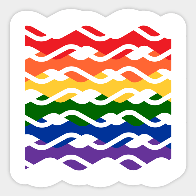 LGBT Rainbow Waves Design - Lgbt Flag - Sticker | TeePublic