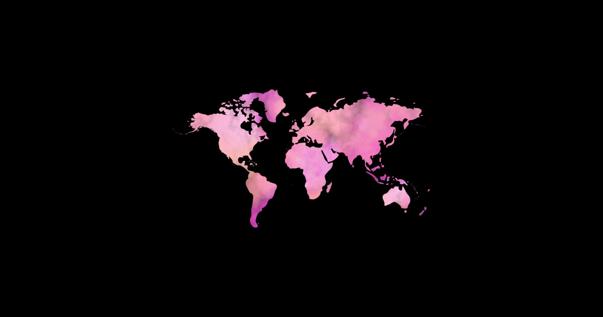Pink Watercolor World Map - Pastel - Sticker | TeePublic