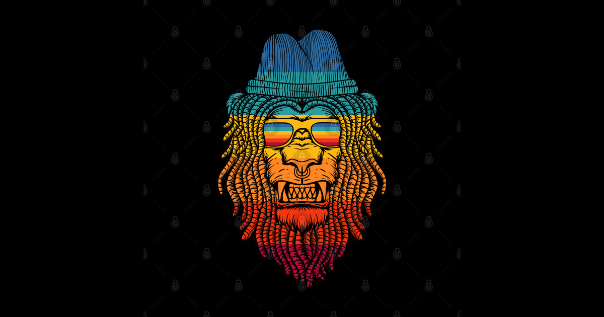 Retro Rasta Lion - Rasta - Sticker | TeePublic