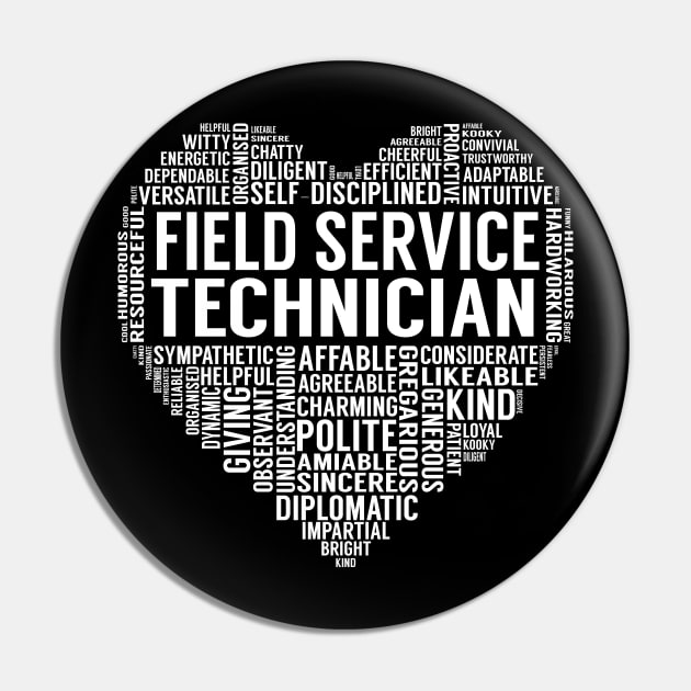 Field Service Technician Heart - Field Service Technician - Pin | TeePublic