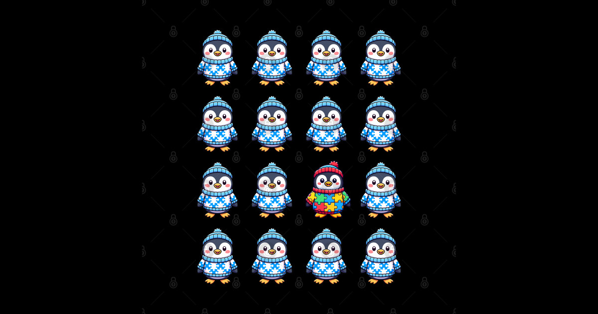 Autism Awareness Puzzle Penguin Party Pattern - Autism Awareness - Sticker | TeePublic
