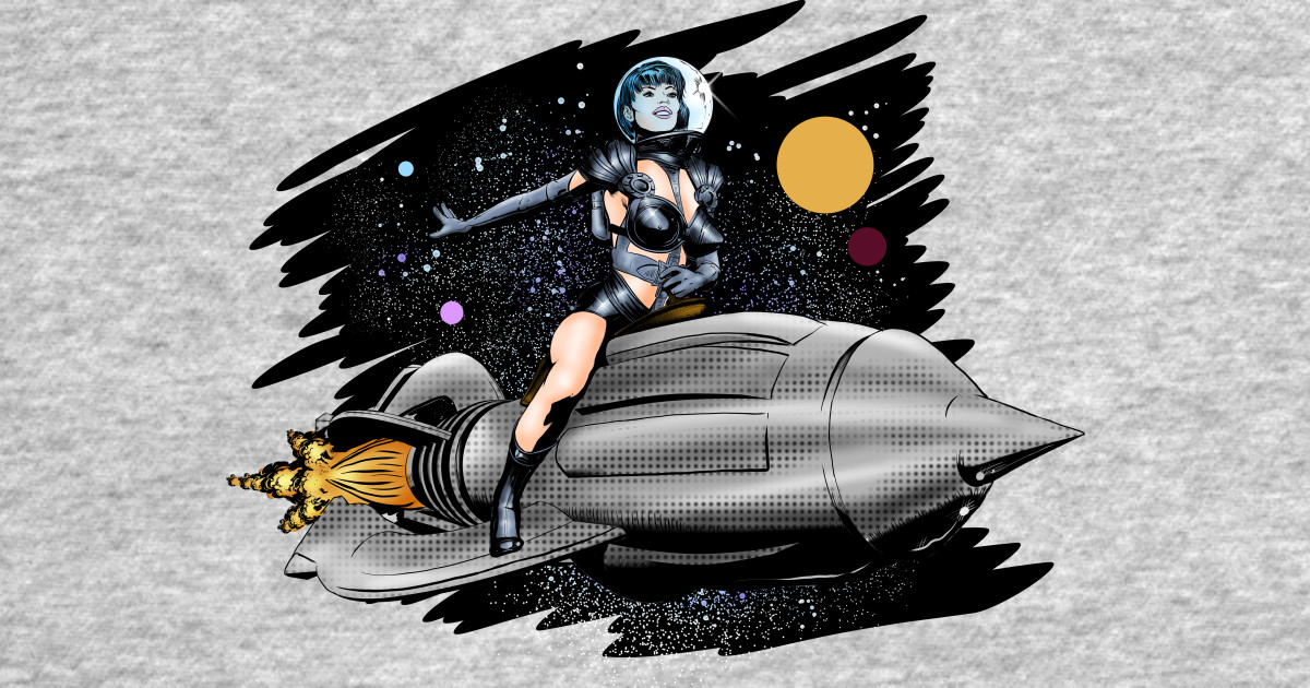 Retro Rocket Girl - Pin Up - Baseball T-Shirt | TeePublic