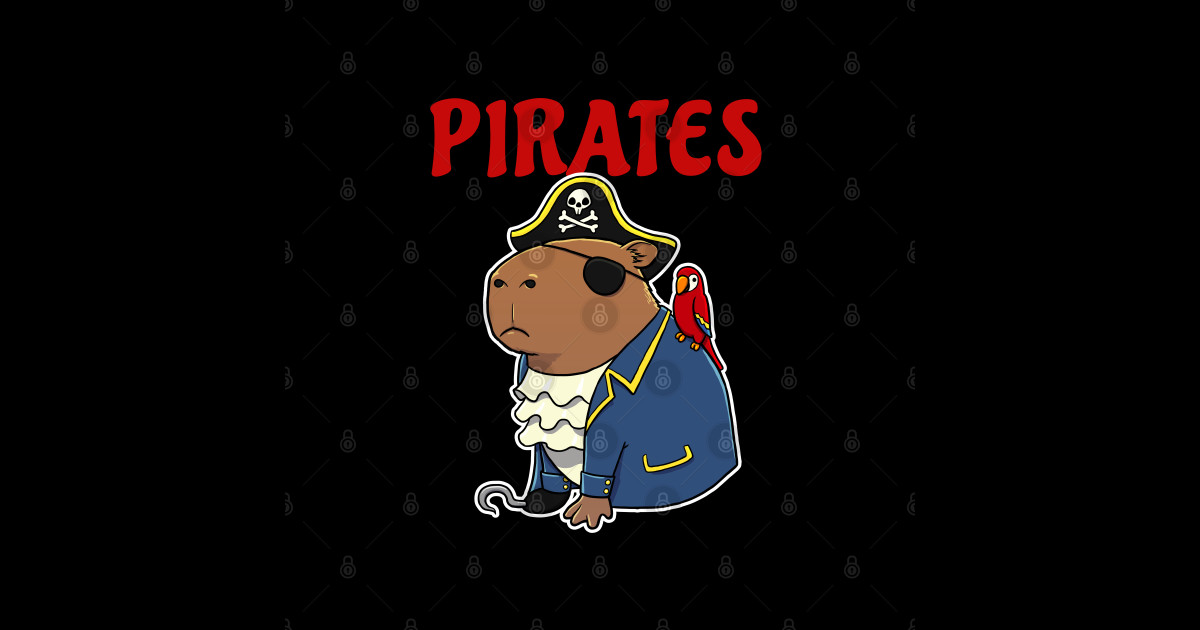 Easily Distracted by Pirates and Capybaras - Pirate Quote - T-Shirt ...