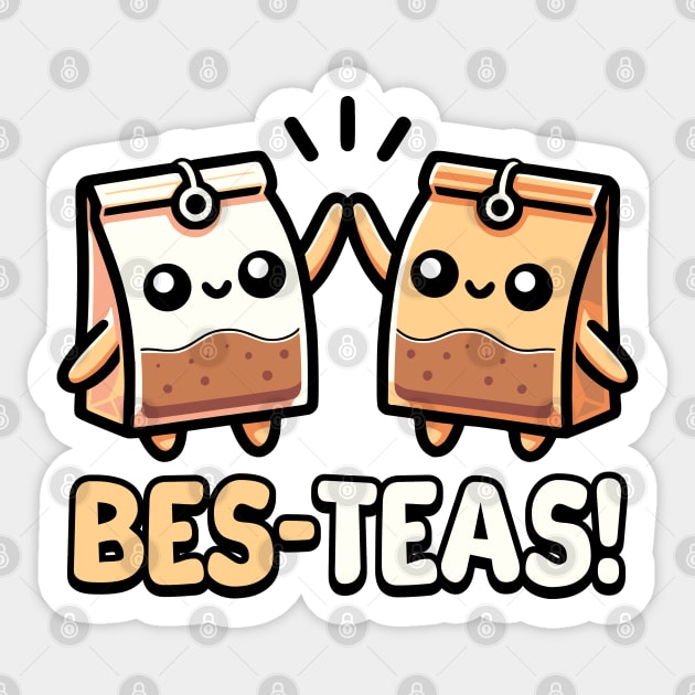 Bes-teas! Cute Teabag Pun Cartoon - Tea Lovers - Sticker | TeePublic
