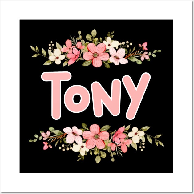 Flower Border Tony Name Label - Flower Border Tony Name Label - Posters ...